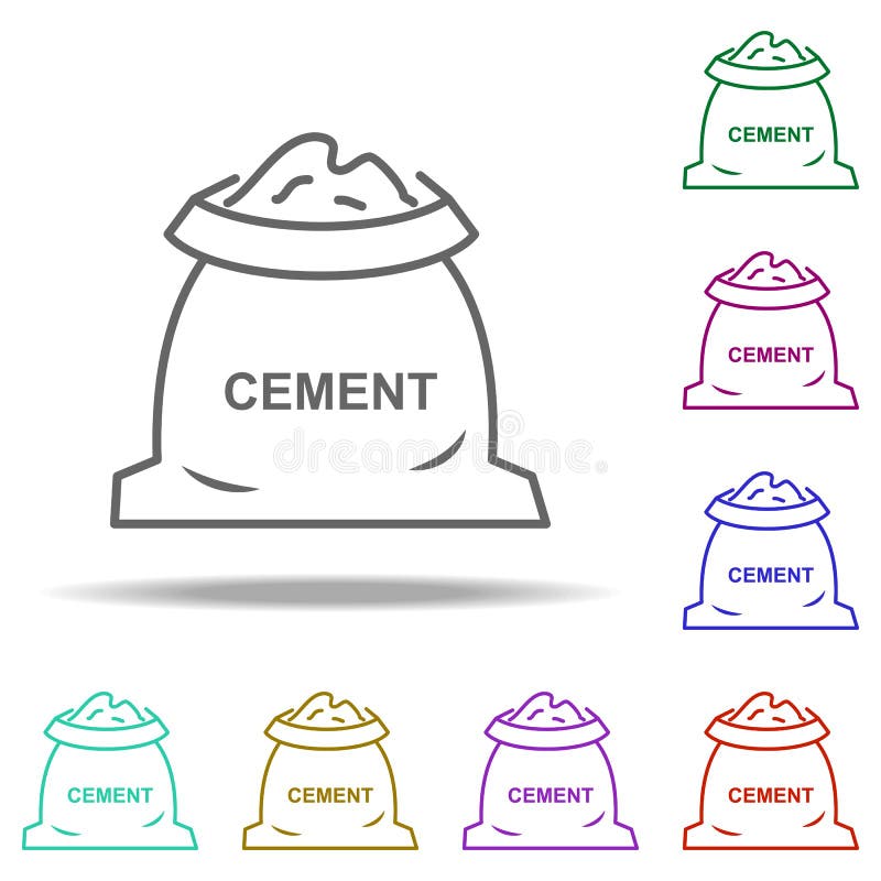 Bag of Cement Outline Icon. Elements of Construction in Multi Color ...