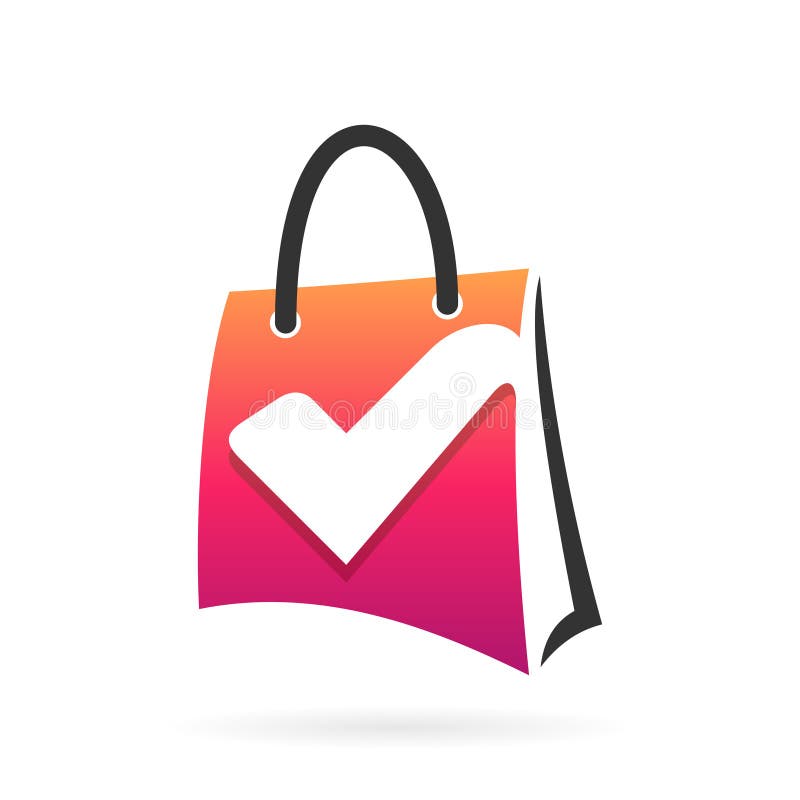 Shopping Bag Check Mark Logo Design Stock Vector - Illustration of ...