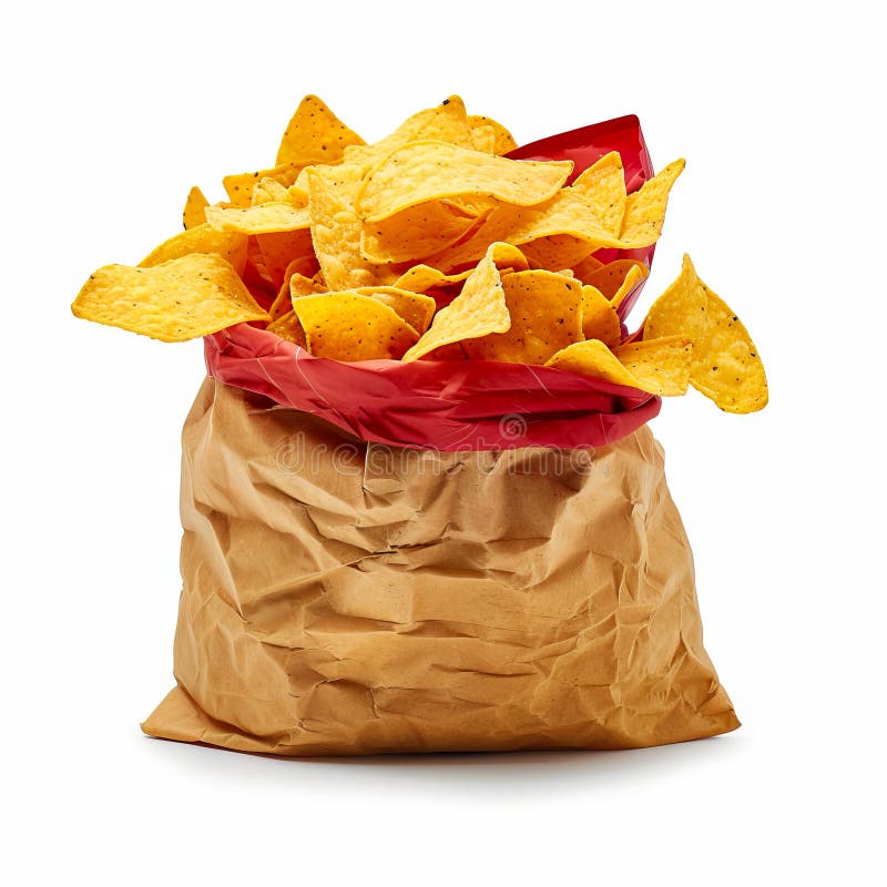 A Bag of Chips with a Red Ribbon Stock Illustration - Illustration of ...