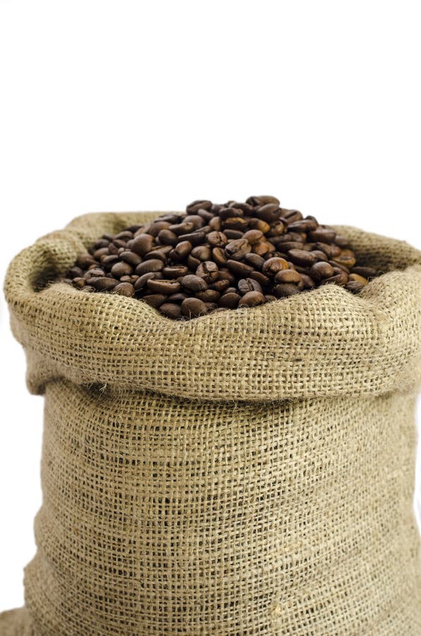Jute Bag Full of Coffee Beans Stock Image - Image of burlap, cafeteria ...
