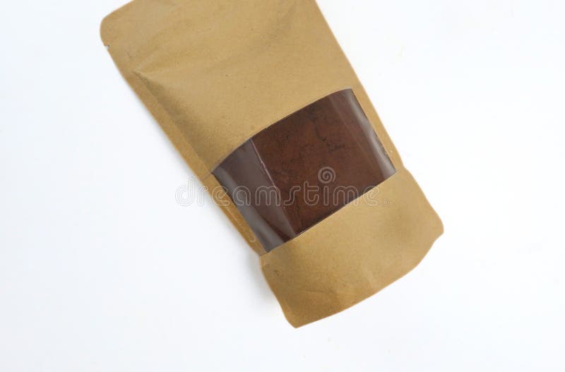 Bag with Coffee Powder Isolated on White Stock Photo - Image of closed ...