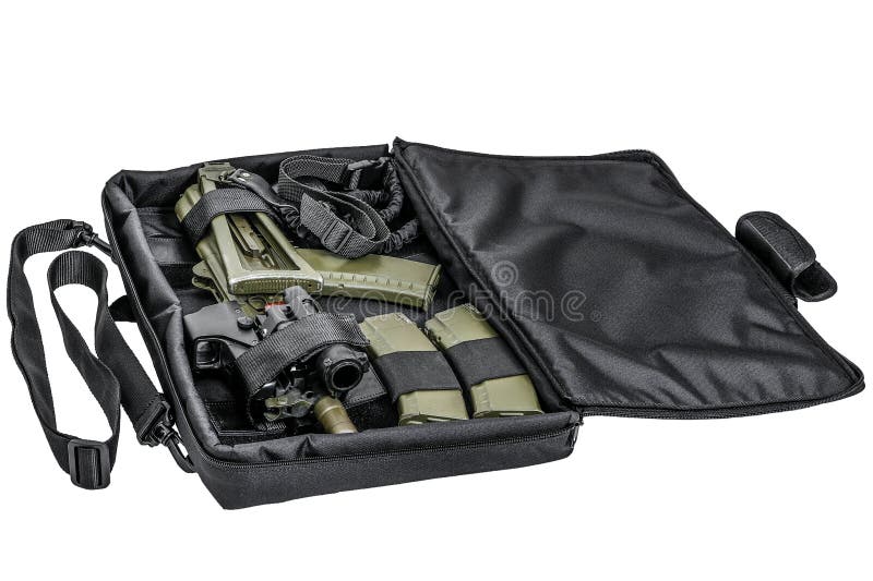 Bag for Concealed Carry of Submachine Gun. Isolated Stock Image - Image ...