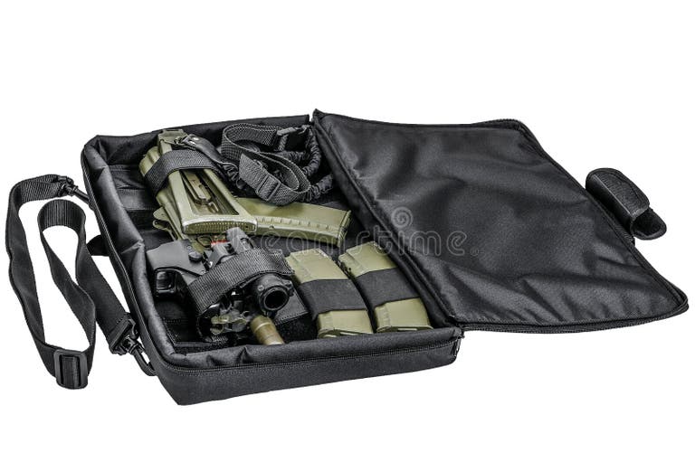 Bag for Concealed Carry of Submachine Gun. Isolated Stock Image - Image ...