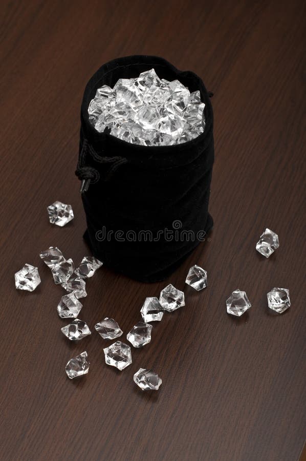 Bag of diamonds stock image. Image of velvet, open, rough - 47025329