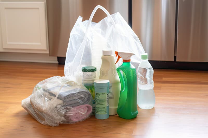 Bag of Freshly Purchased Cleaning Supplies, Ready for Use Stock ...