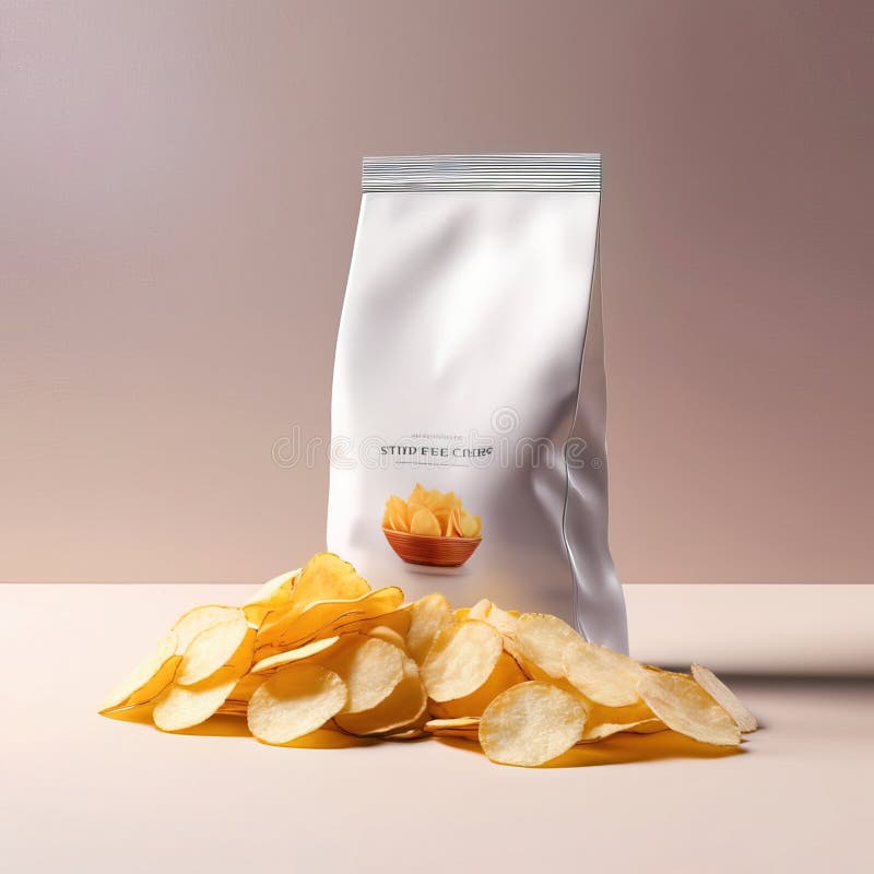 Bag of Fried Potato Chips, Blank Generic Packaging Mockup Photo Stock ...