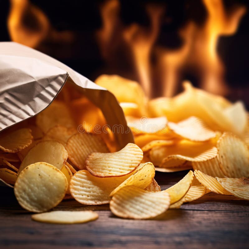 Bag of Fried Potato Chips, Blank Generic Packaging Mockup Photo Stock ...
