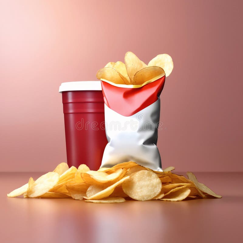 Bag of Fried Potato Chips, Blank Generic Packaging Mockup Photo Stock ...