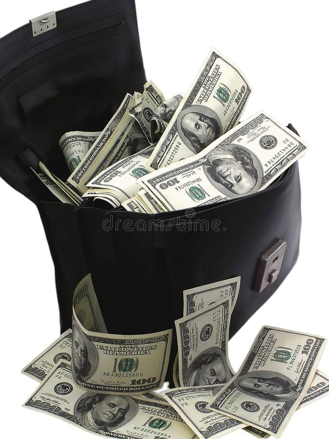 A bag full of cash dollars stock photo. Image of open - 92987046