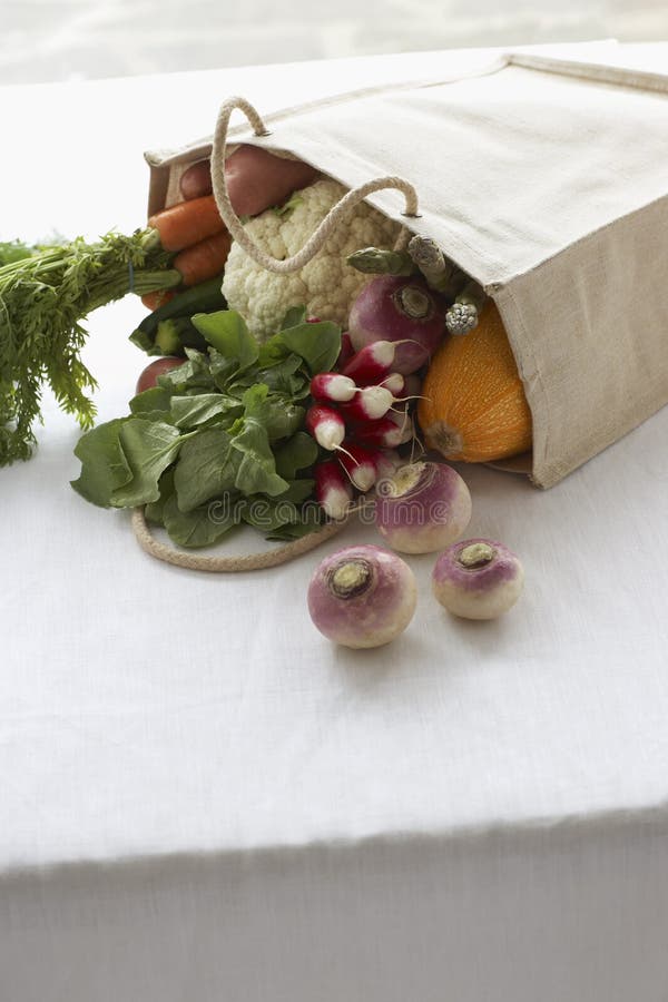 Bag Full of Fresh Vegetables on Table Close-up Stock Image - Image of ...