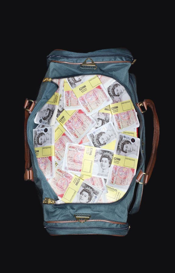 Bag Full of Sealed Pound Banknotes View from Above Editorial Stock ...