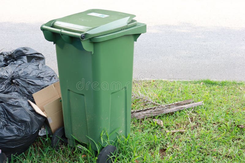 Bag with Garbage and Rubbish Bin Stock Image - Image of pollution, full ...