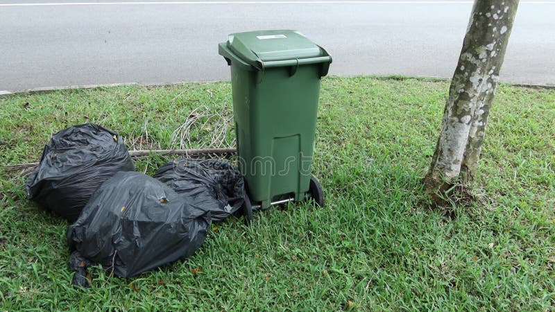 Bag with Garbage and Rubbish Bin Stock Video - Video of environment ...