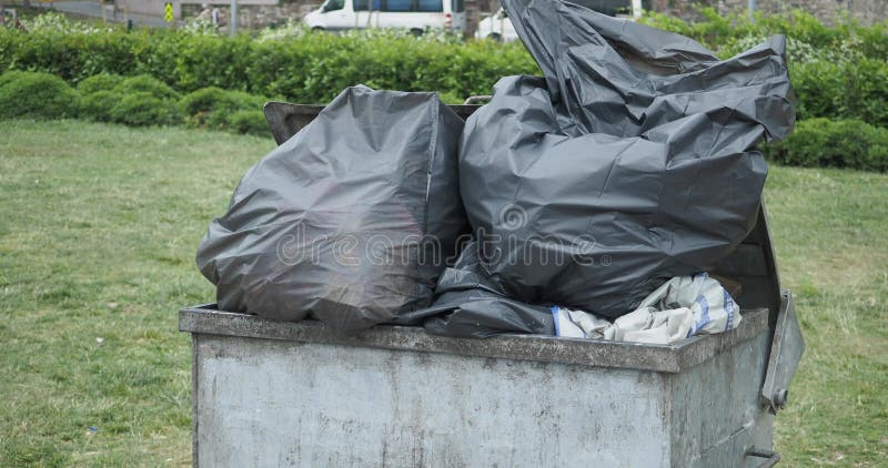 Bag with Garbage and Rubbish Bin Stock Video - Video of ecology, dirty ...