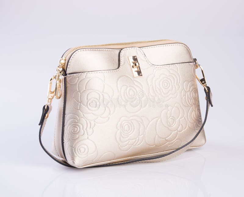 Bag or Gold Colour Handbag on Background. Stock Photo - Image of ...