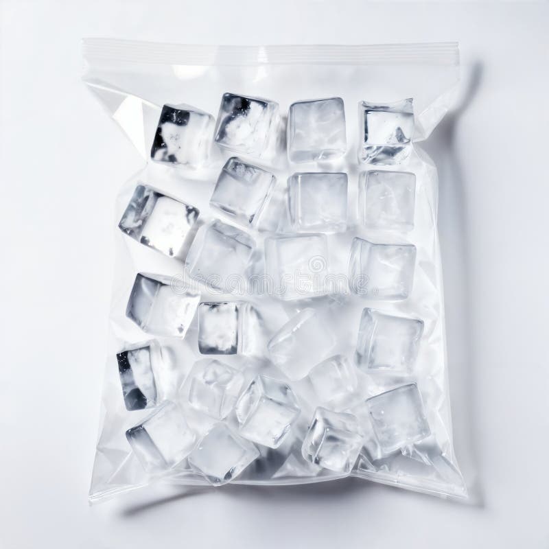 Plastic Bag of Ice Cubes Isolated on White Stock Illustration ...
