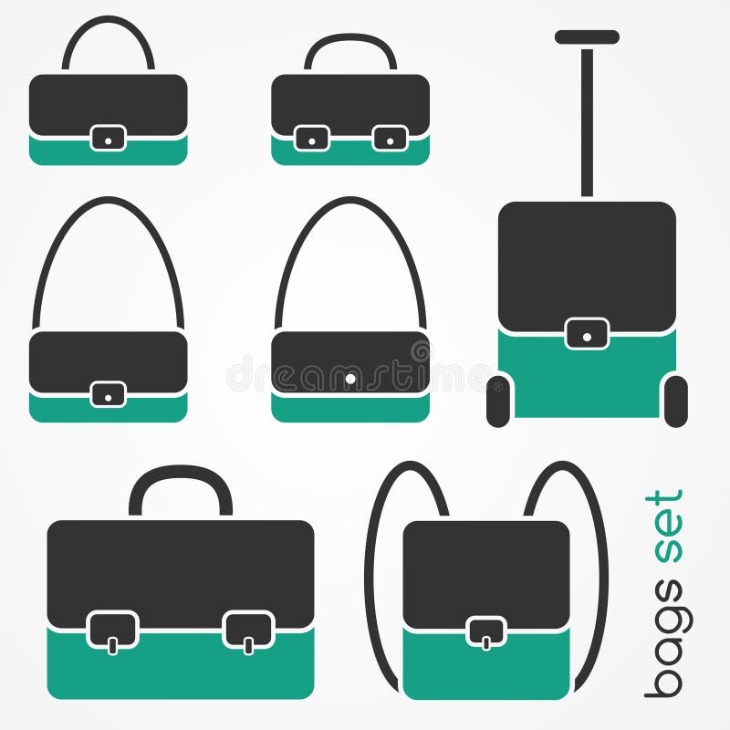 Bag icons set stock illustration. Illustration of journey - 38669495