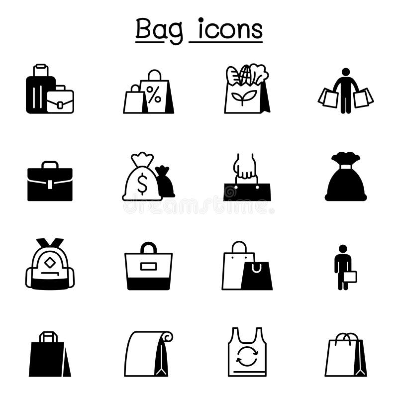 Bag Icons Set Vector Illustration Stock Illustration - Illustration of ...