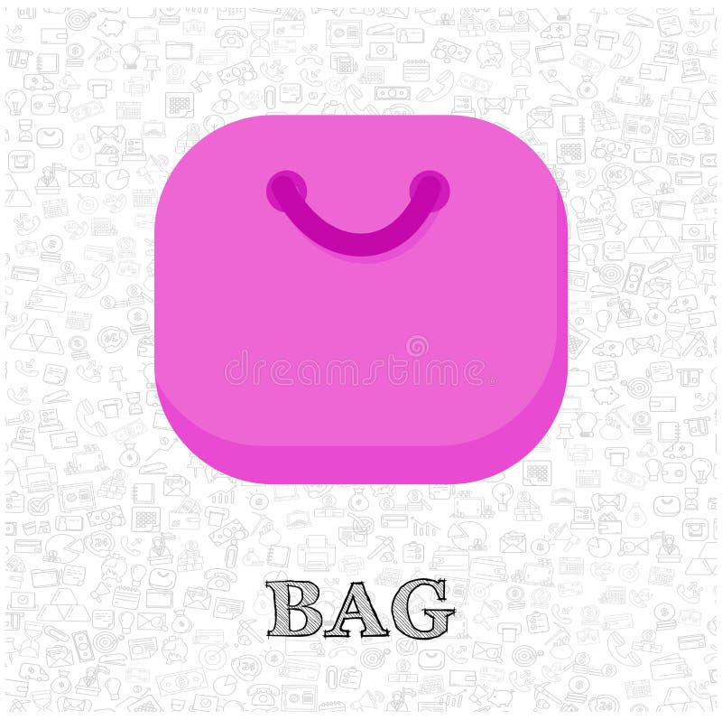 Bag Isolated Flat Illustration. Pink Bag Design Element for ...