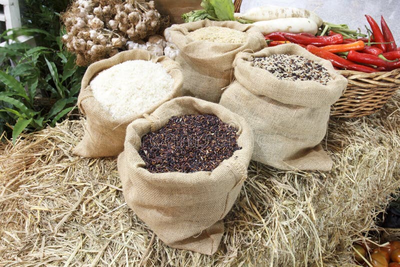 Organic Rice with Green Background Stock Image - Image of shapes ...