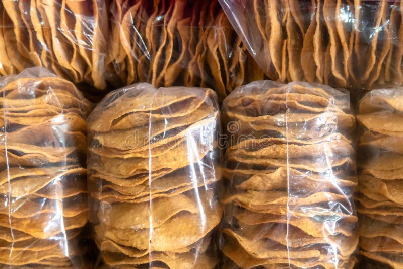 Bag Pack of Toasted Tortilla for Pozole in Mexico Stock Photo - Image ...