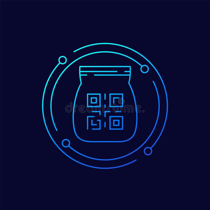 Bag, Package with Qr Code Icon, Linear Design Stock Vector ...