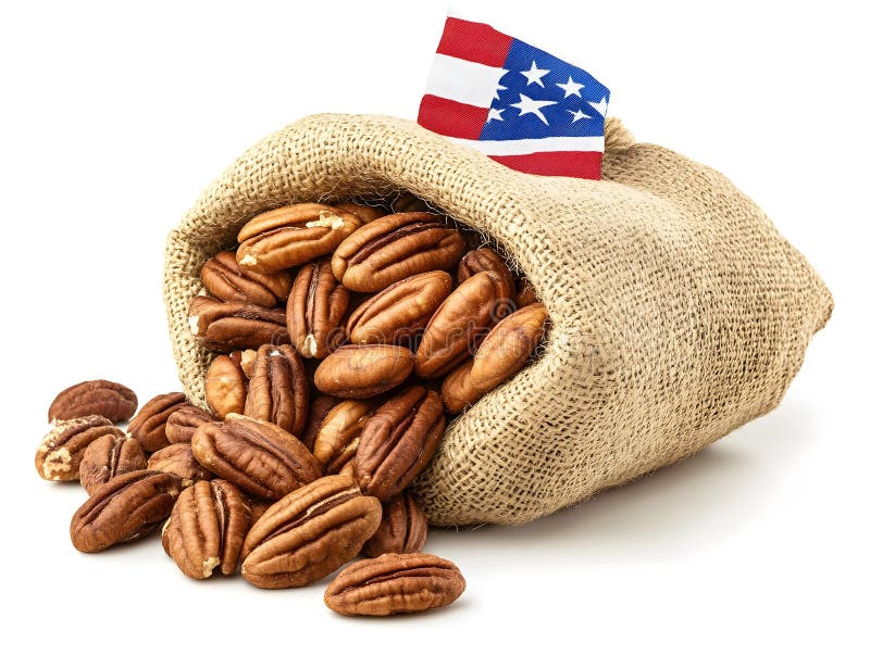 Bag of Pecans with Texas Flag Stock Illustration - Illustration of ...