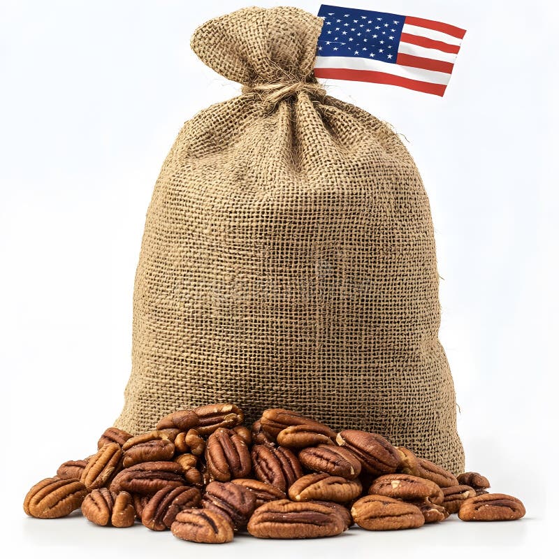Bag of Pecans with Texas Flag Stock Illustration - Illustration of ...