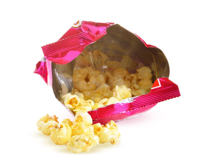 A Bag of Popcorn Snack in Packet on White Bacground Stock Photo - Image ...