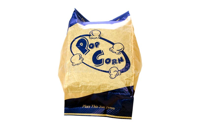 A Bag of Popped Pop Corn Isolated on White Stock Image - Image of ...