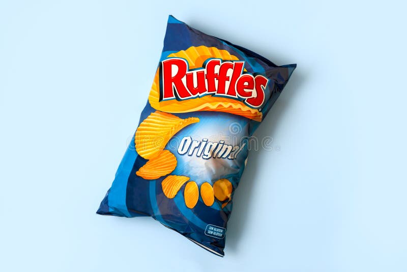 Bag of Potato Chips Ruffles. Lays Potato Chips Editorial Stock Photo ...