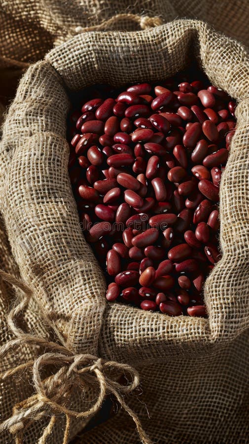 Bag of Red Kidney Beans in Burlap Sack Stock Photo - Image of rustic ...