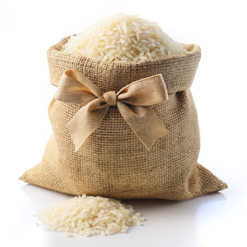 Bag of Rice with a Bow Isolated Stock Illustration - Illustration of ...