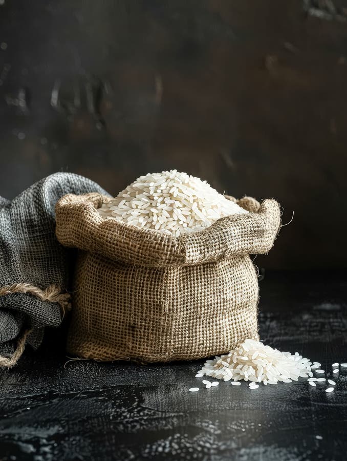 Bag of Rice is Sitting on a Table Stock Photo - Image of nutrition ...