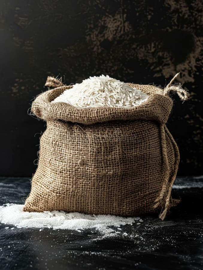 Bag of Rice is Sitting on a Table with a Spoon Next To it. Stock Photo ...