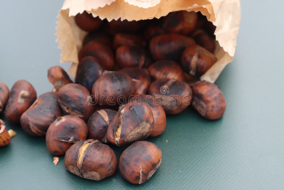 Bag of Roasted Chestnuts To Peel- Stock Image - Image of heaping, snack ...