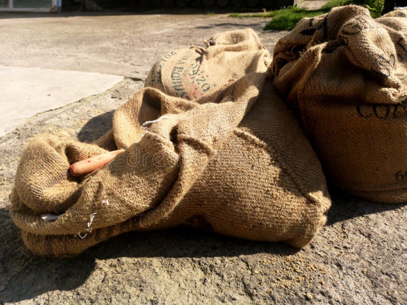 Bag from a Sacking on a White Background Stock Image - Image of knot ...