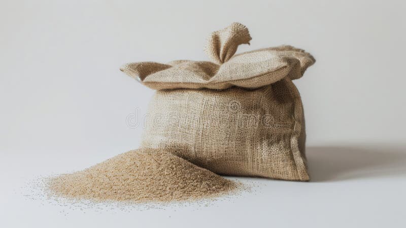 Bag of Sand Spilling Over by Isolated on a White Background. Concept of ...