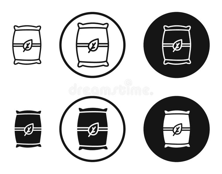 Bag Seedling Vector Icon Set in Black and White Outlines Stock Vector - Illustration of ...
