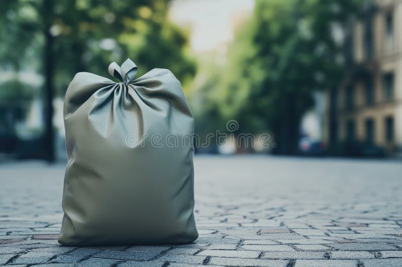 A Bag Sits on the Ground Outside a Building Entrance Stock Photo ...