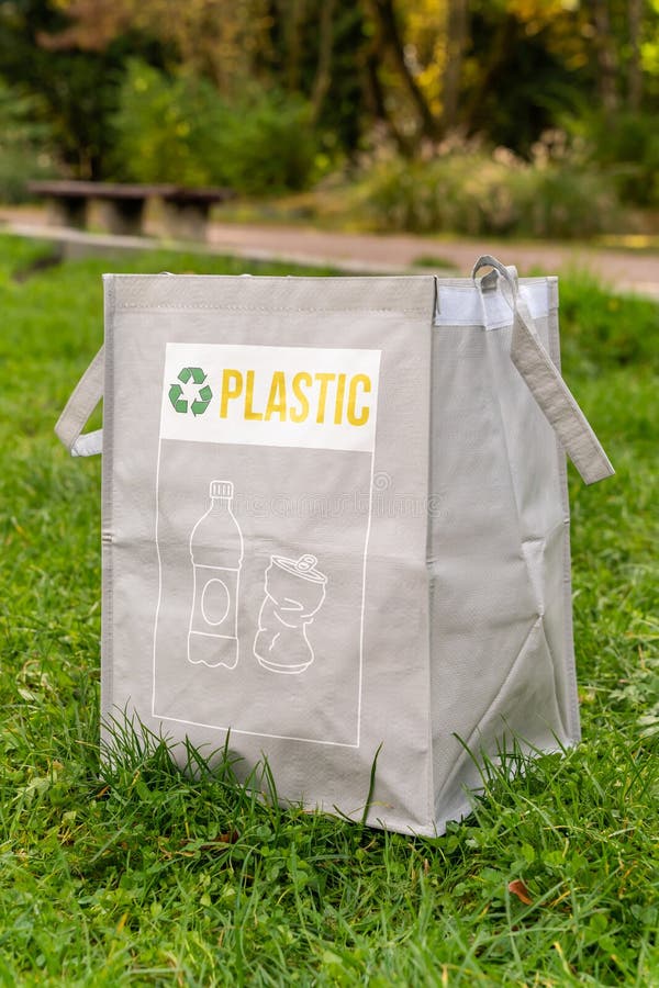 Bag for Sorting Paper Garbage in Park Stock Image - Image of recycling ...