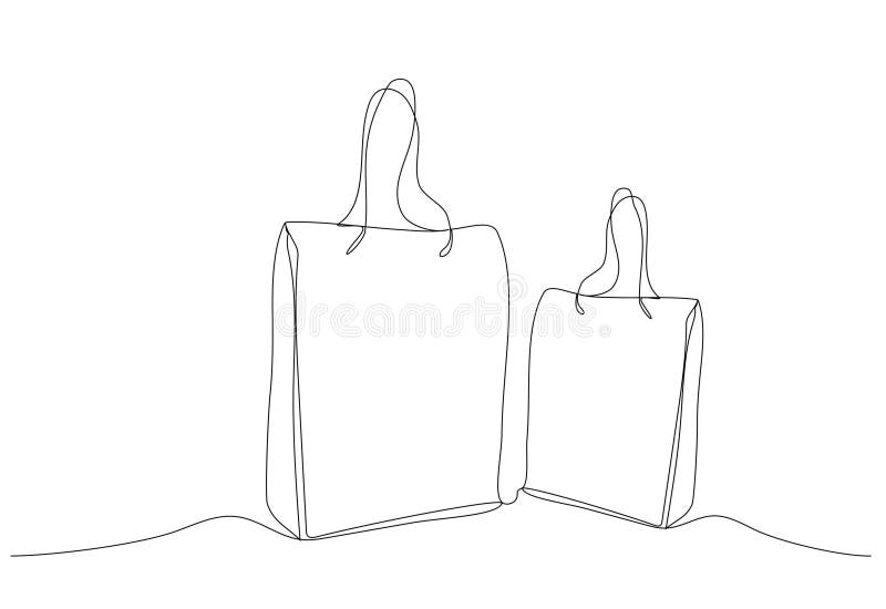 A Bag in the Style of an Artistic Drawing of a Continuous Line. Paper ...