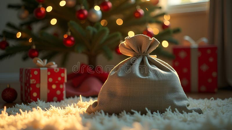 Bag with $ Symbol on it Under the Christmas Tree Stock Image - Image of ...