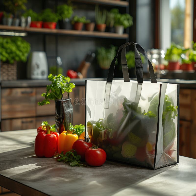 Bag of Vegetables on the Kitchen Table Stock Illustration ...