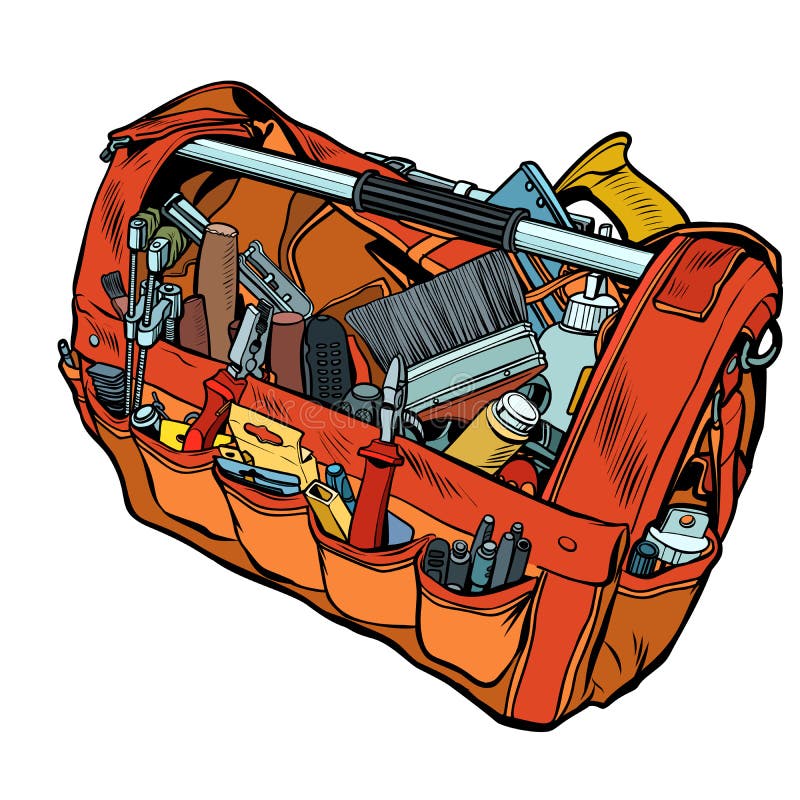 Bag with working tools stock vector. Illustration of handyman - 136087890