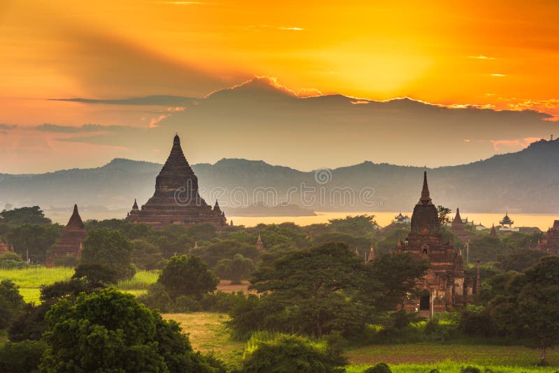 Bagan, Myanmar Ancient Temple Ruins Landscape in the Archaeological ...