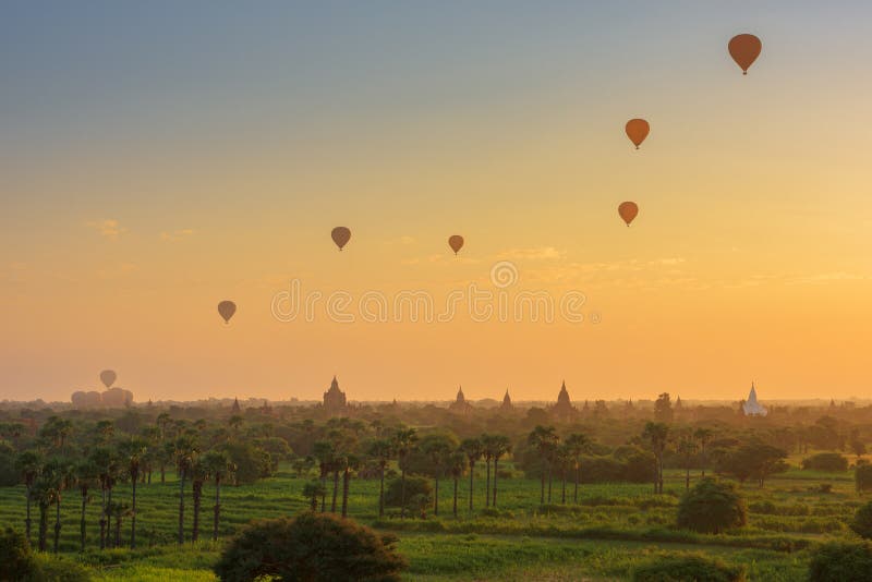 Bagan, Myanmar with Balloons Stock Photo - Image of balloon, landmark ...