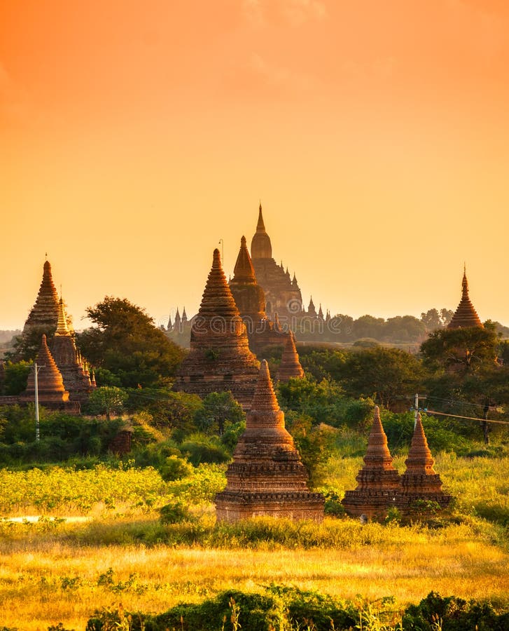 Sunrise Over Bagan Temples, Myanmar Stock Image - Image of sight ...
