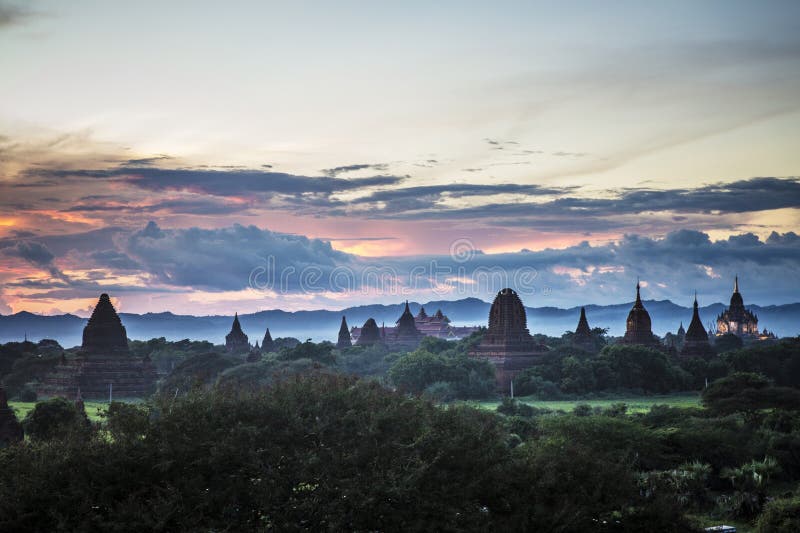 Bagan: a Stunning Sunset Over Ancient Temples Stock Image - Image of ...