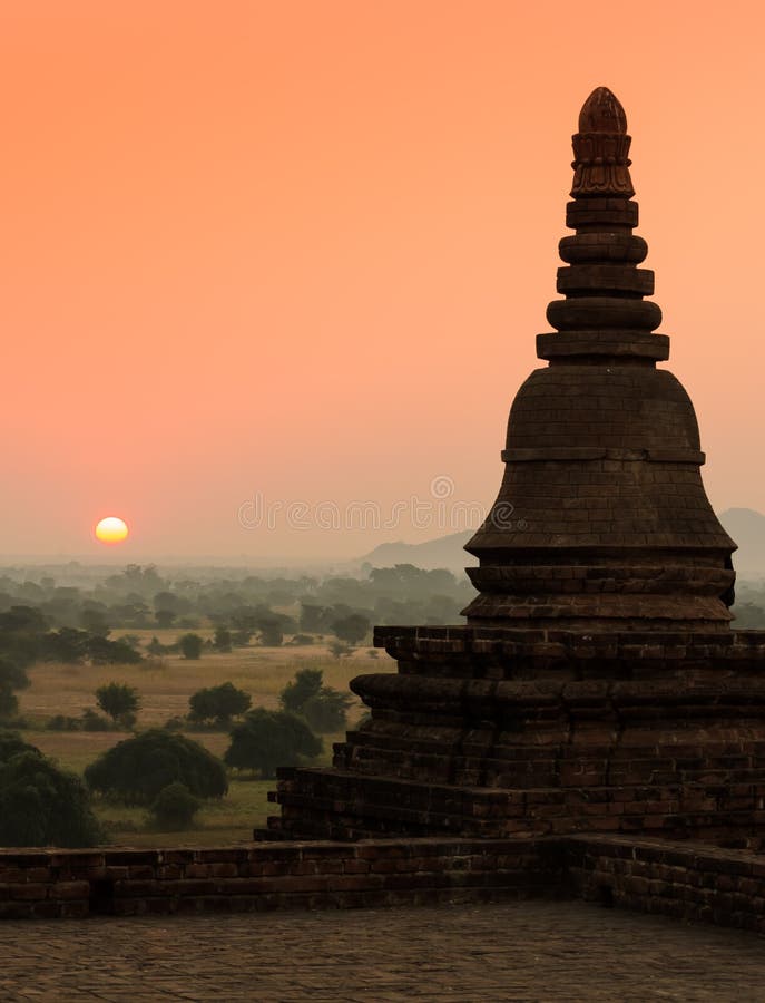 Bagan at sunrise, Myanmar stock image. Image of orange - 37548163